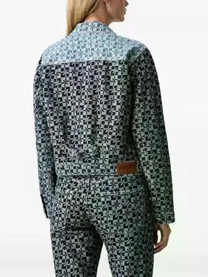 Kenzo Gram Monogram-pattern Cropped Denim Jacket