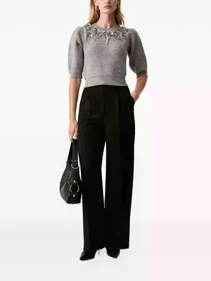 FRACOMINA Sequin-embellished Puff-sleeve Sweater - Grey