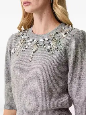 FRACOMINA Sequin-embellished Puff-sleeve Sweater