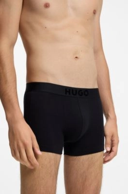 Hugo Three-pack Of Stretch-cotton Trunks With Logos