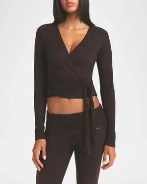SKIMS Wrap Sweater - Espresso