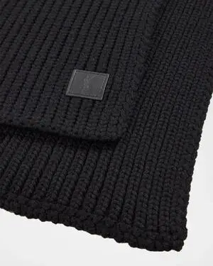 Saint Laurent Apos;s -patch Rib-knit Scarf In Wool