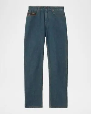 Burberry Dalia Check Pocket Straight-leg Denim Pants