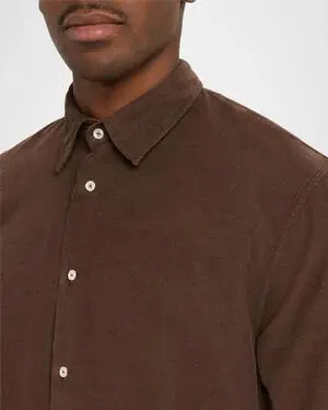 Officine Générale Apos;s Fine-wale Corduroy Button-front Shirt - Coffee
