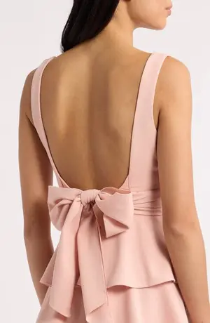 EMERALD SUNDAE Tiered Crepe Fit And Flare Dress