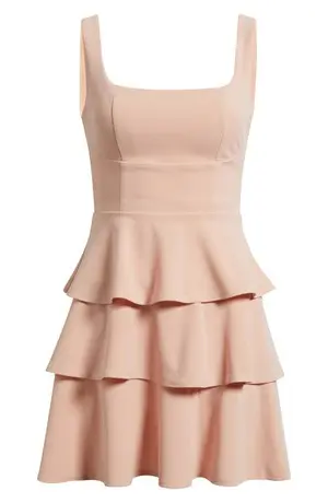 EMERALD SUNDAE Tiered Crepe Fit And Flare Dress