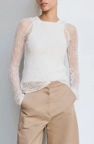 Mango Openwork Knit Layered Sweater