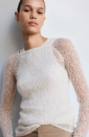 Mango Openwork Knit Layered Sweater