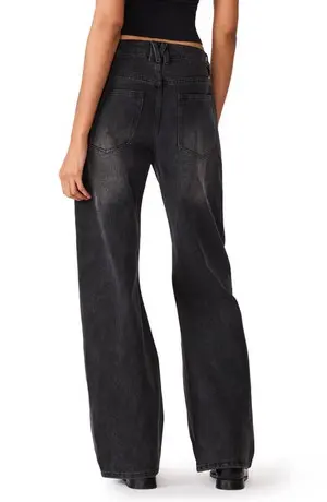 Steve Madden The Flat Iron High Waist Wide Leg Jeans - Washed Black