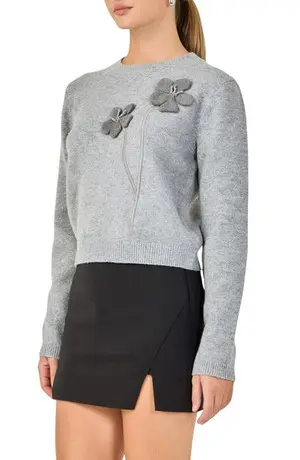 Endless Rose Floral Appliqué Sweater