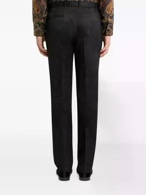 Etro Cotton-blend Jacquard Evening Trousers With Side Bands