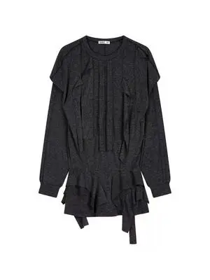 OPEN YY Ruffled Long-sleeve Blouse - Grey