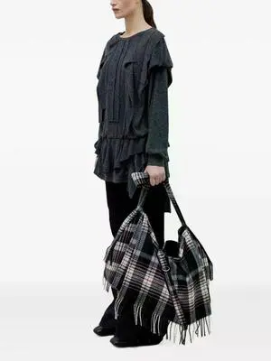 OPEN YY Ruffled Long-sleeve Blouse