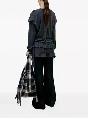 OPEN YY Ruffled Long-sleeve Blouse