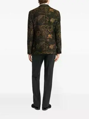 Etro Single-breasted Chenille Jacquard Jacket With Floral Paisley Motif