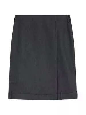 OPEN YY Belt-loops Slit-detail Midi Skirt - Grey
