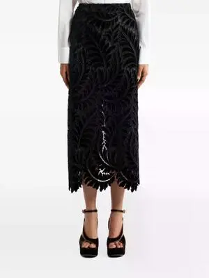 Etro Embroidered Cotton Velvet Midi Skirt