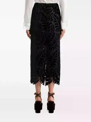 Etro Embroidered Cotton Velvet Midi Skirt