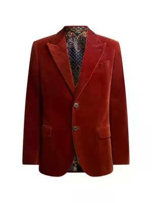 Etro Single-breasted Plain-coloured Cotton Velvet Jacket - Red