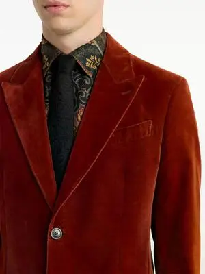 Etro Single-breasted Plain-coloured Cotton Velvet Jacket - Red