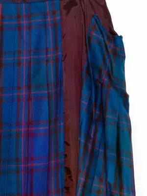 PUSHBUTTON Check Asymmetric-hem Skirt