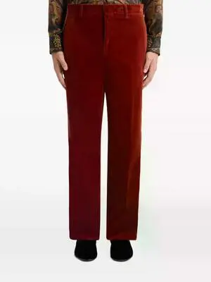 Etro Plain-coloured Straight-leg Cotton Velvet Trousers