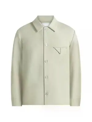 Manière De Voir Leo In Sage Hatched Tailored Overshirt - Neutrals