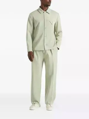 Manière De Voir Leo In Sage Hatched Tailored Overshirt