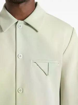 Manière De Voir Leo In Sage Hatched Tailored Overshirt