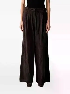 SESSUN Orozco Pinstripe-pattern Pleated Trousers - Brown