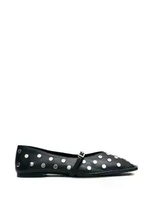 ALOHAS Studded Leather Ballet Flats - Black