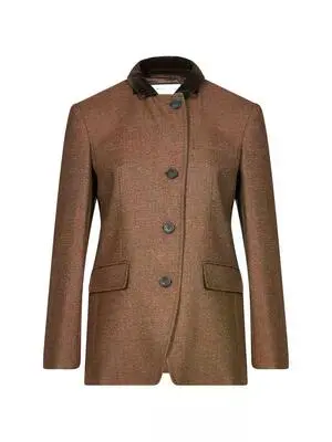 Max Mara Single-breasted Wool Tweed Jacket - Brown
