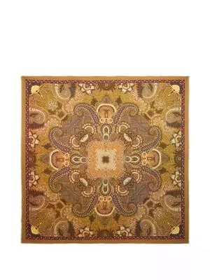 Etro Wool, Cashmere And Silk Shawl With Floral Paisley-motif - Brown