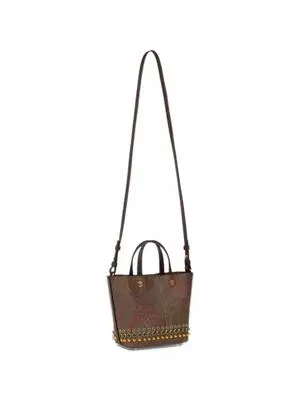 Etro Mini Essential Arnica Bag With Studs - Brown
