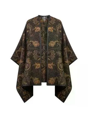 Etro Chenille Jacquard Cape With Floral Paisley Motif