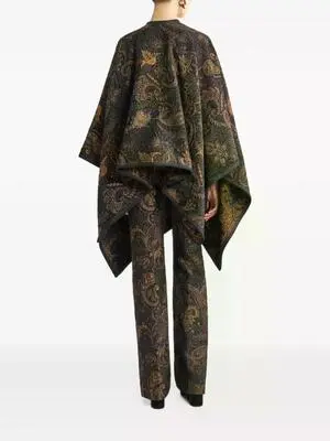 Etro Chenille Jacquard Cape With Floral Paisley Motif