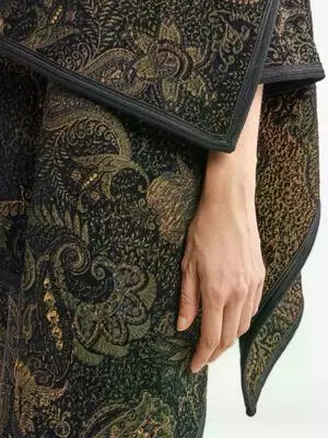 Etro Chenille Jacquard Cape With Floral Paisley Motif