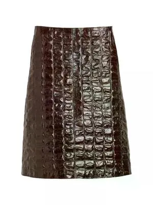 AMI Paris Midi Cowhide Leather Skirt
