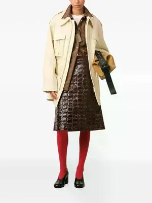AMI Paris Midi Cowhide Leather Skirt