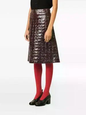 AMI Paris Midi Cowhide Leather Skirt