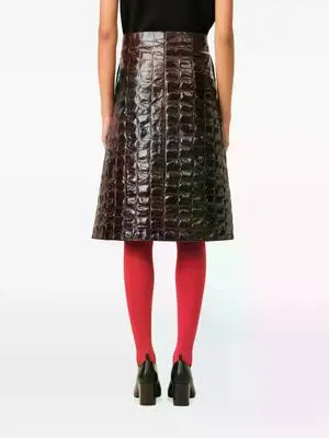 AMI Paris Midi Cowhide Leather Skirt