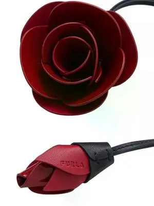 Furla Allegra Rose-detail Leather Keyring Charm