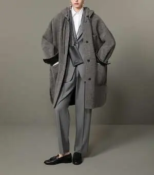 Max Mara Llama Wool Hooded Coat