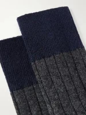 Johnstons Of Elgin Two-tone Cashmere Socks