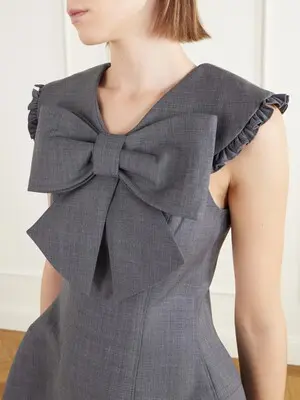 SHUSHU/TONG Bow-detail Ruffled Twill Mini Dress