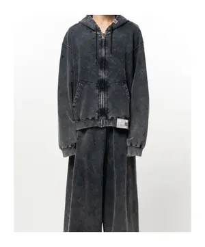 Mihara Yasuhiro Bleached Zip-up Hoodie - Black