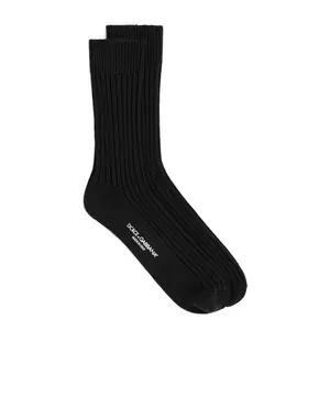 Dolce & Gabbana Ribbed Cotton Socks - Black