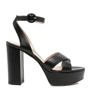GIANVITO ROSSI 105mm Sabrina Crossover Platform Sandals - Black