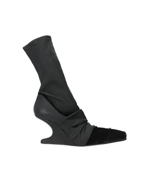 Rick Owens Minimalist Leather Ankle Boots - Black