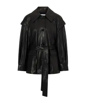 Nour Hammour Belted Leather Jacket